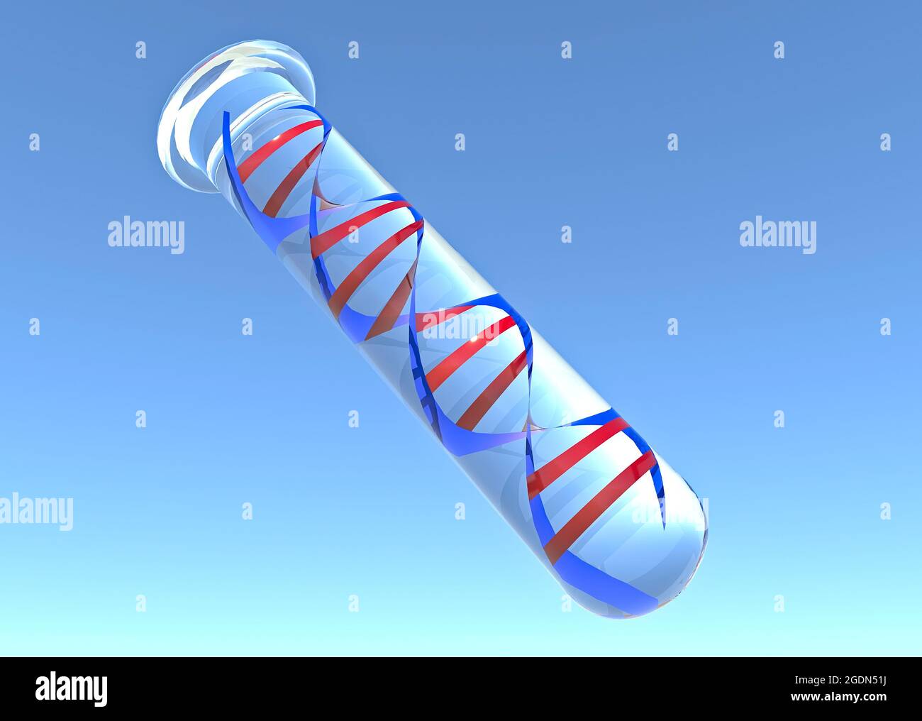 DNA helix inside a test tube, research and studies on genetic diseases ...