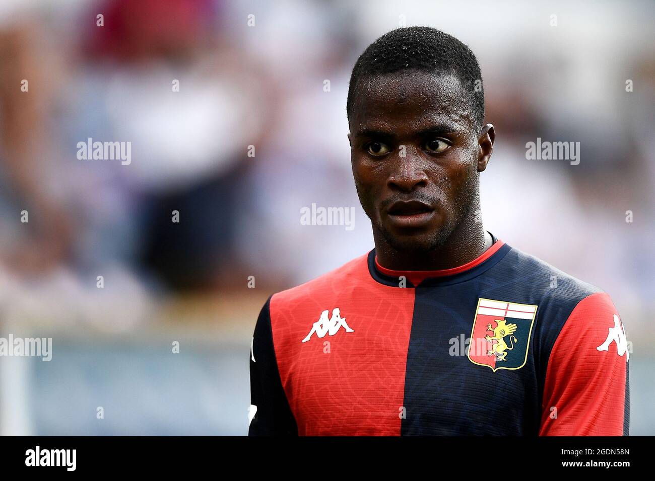 Genoa, Italy. 13 August 2021. Yayah Kallon of Genoa CFC looks on during ...