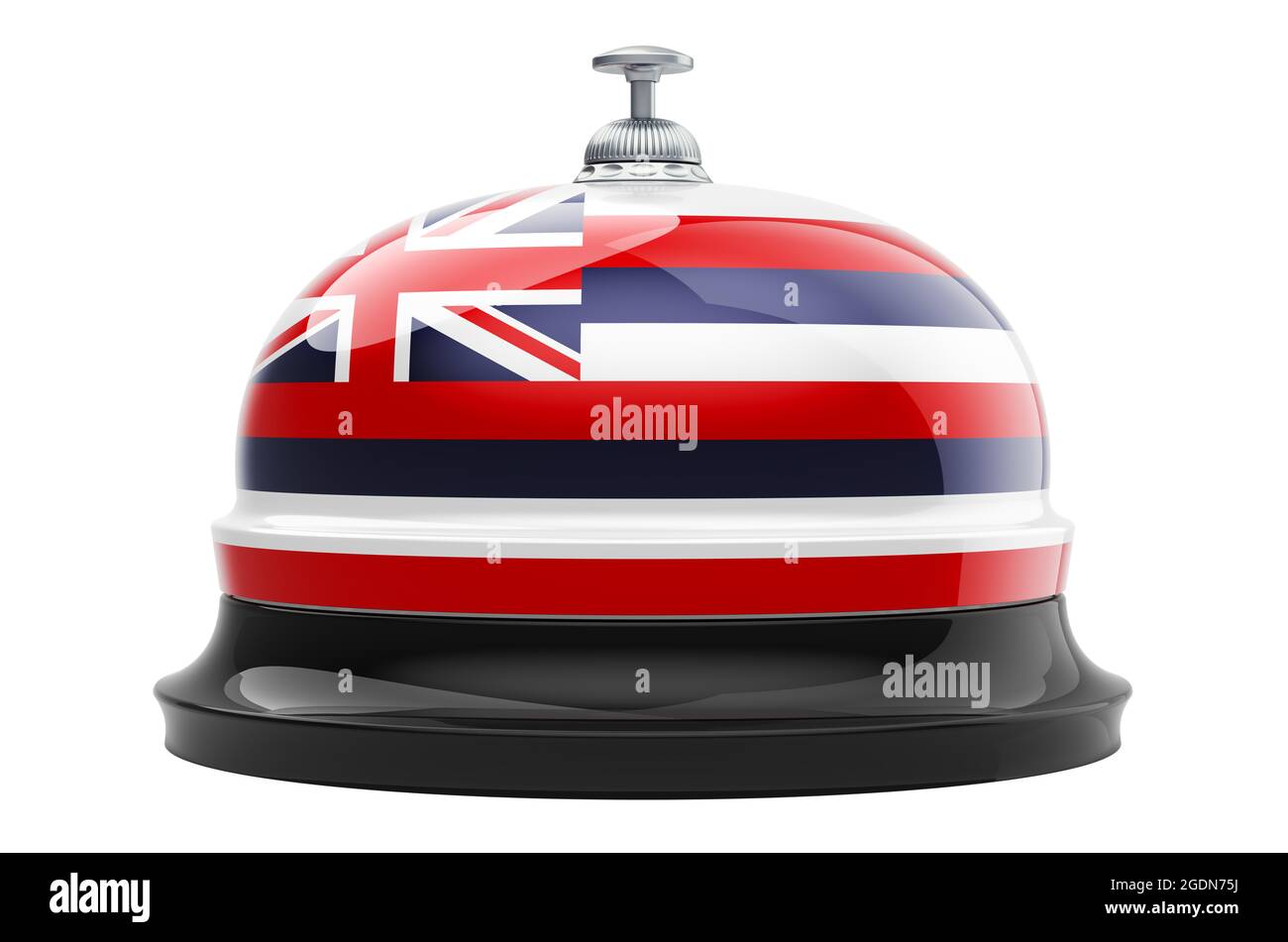 Reception bell with Hawaiian flag. 3D rendering isolated on white ...
