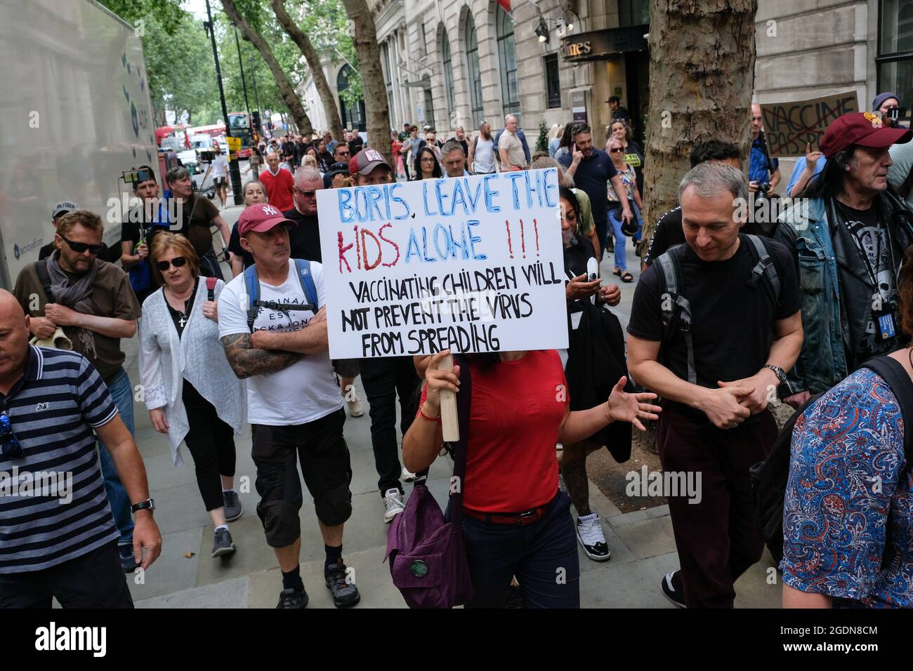 London, UK. 14th Aug 2021. Protest march in London against vaccine ...