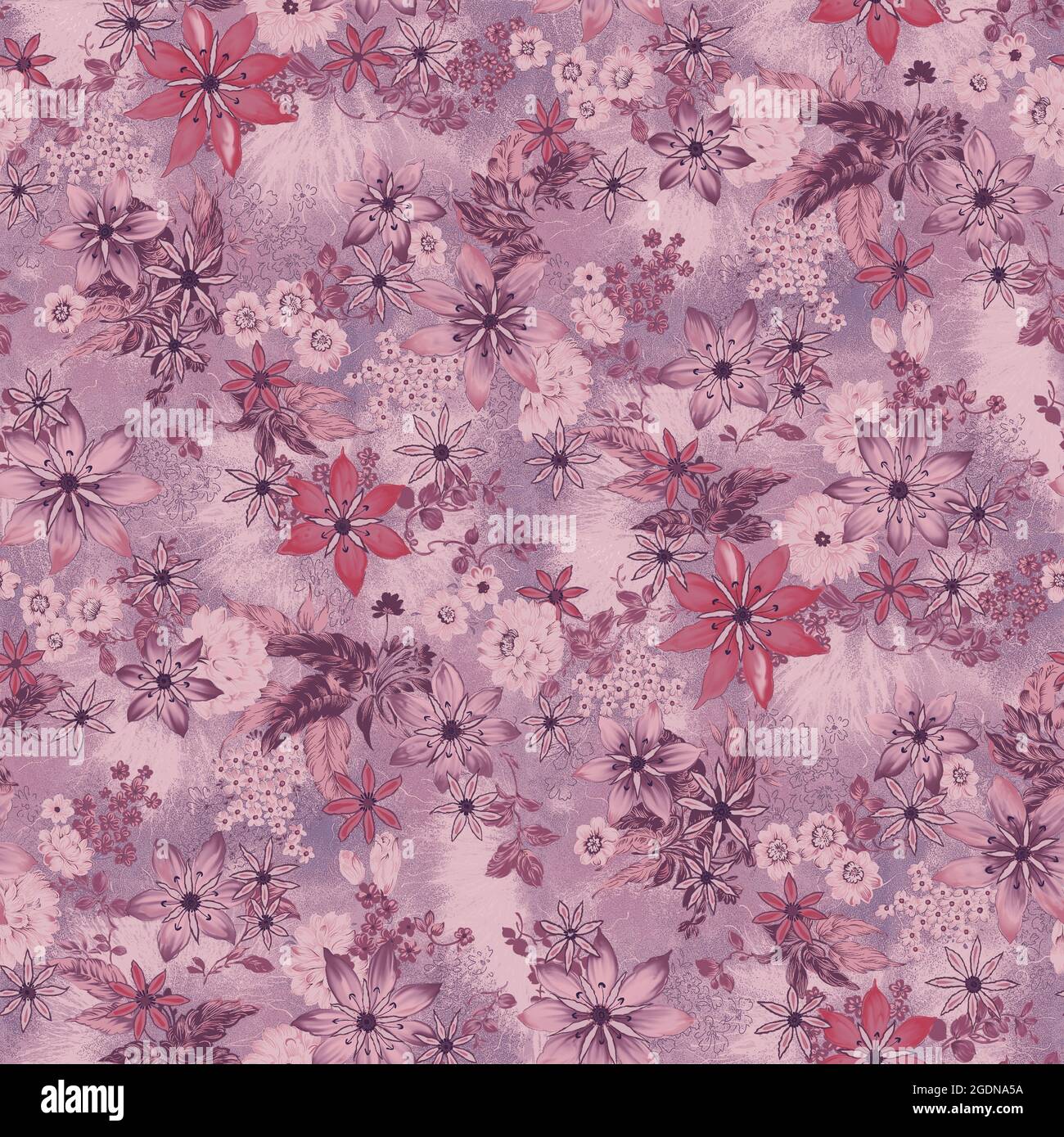 2d seamless texture with colorful flowers on it Stock Photo - Alamy