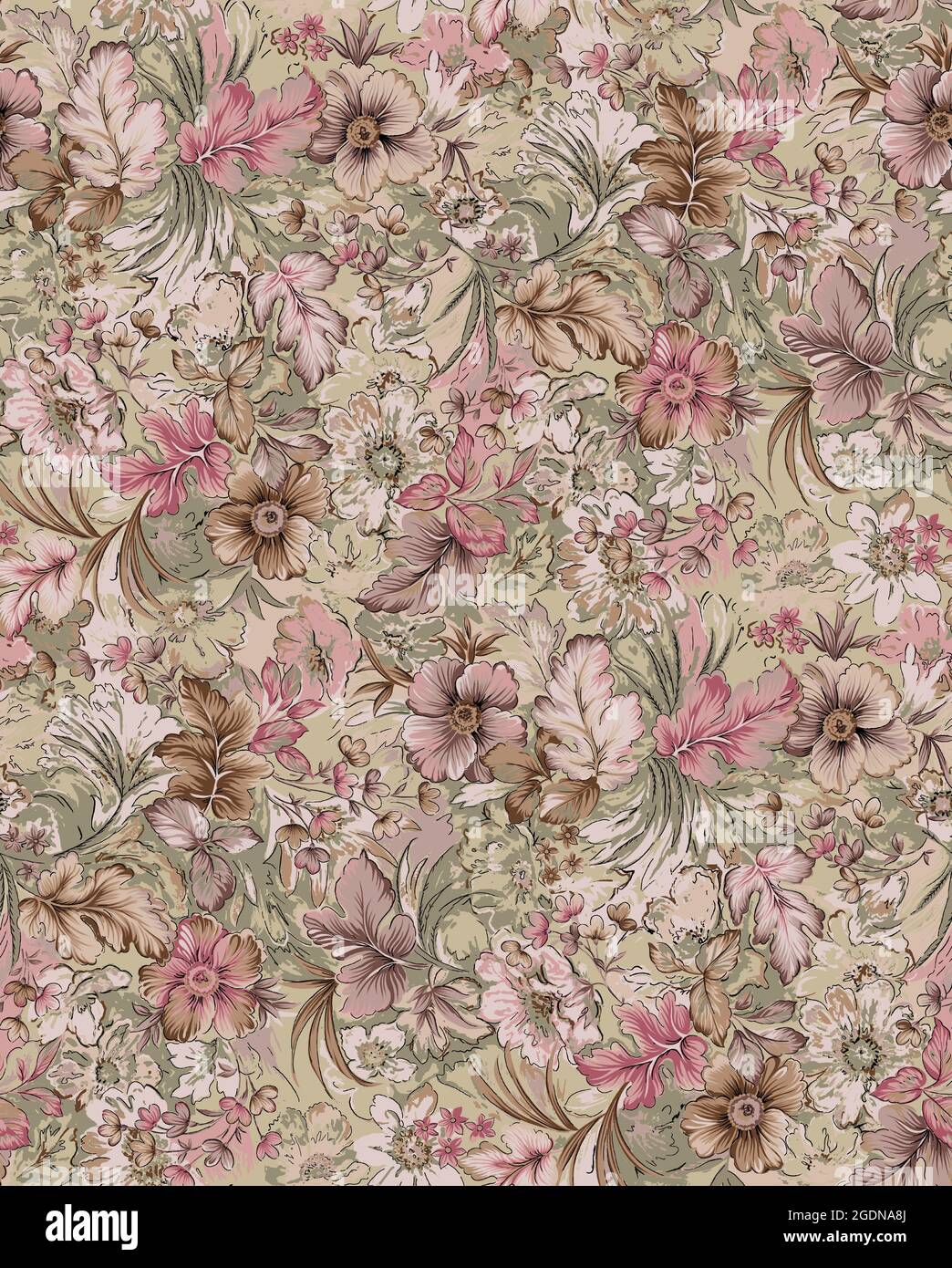 2d texture with colorful flowers on it Stock Photo - Alamy