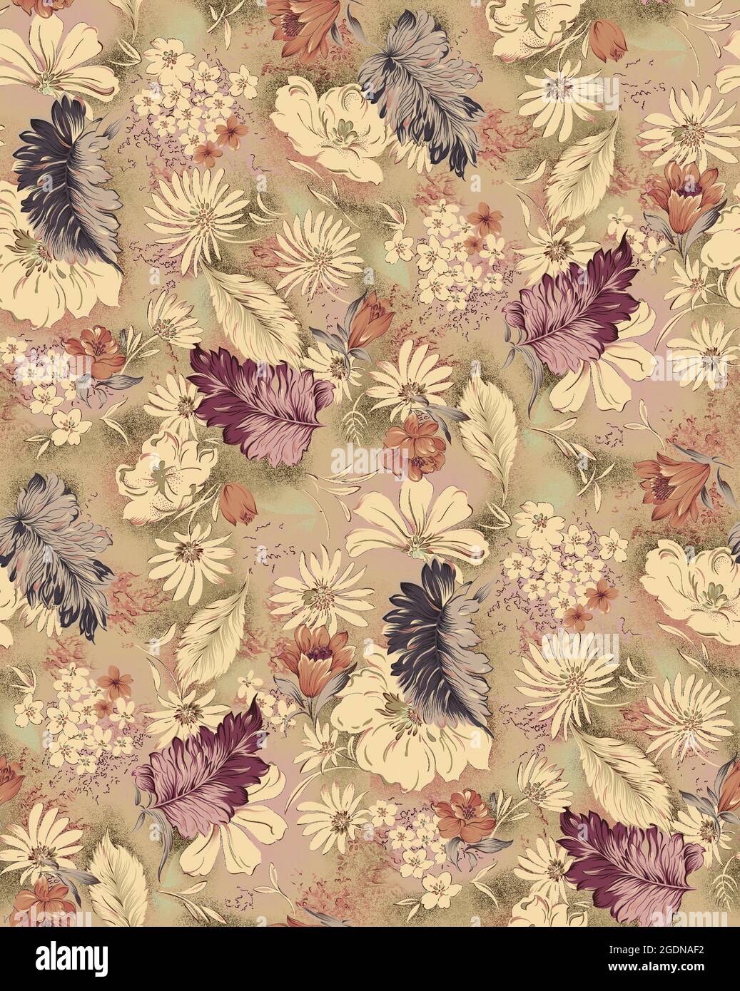 2d texture with colorful flowers on it Stock Photo - Alamy