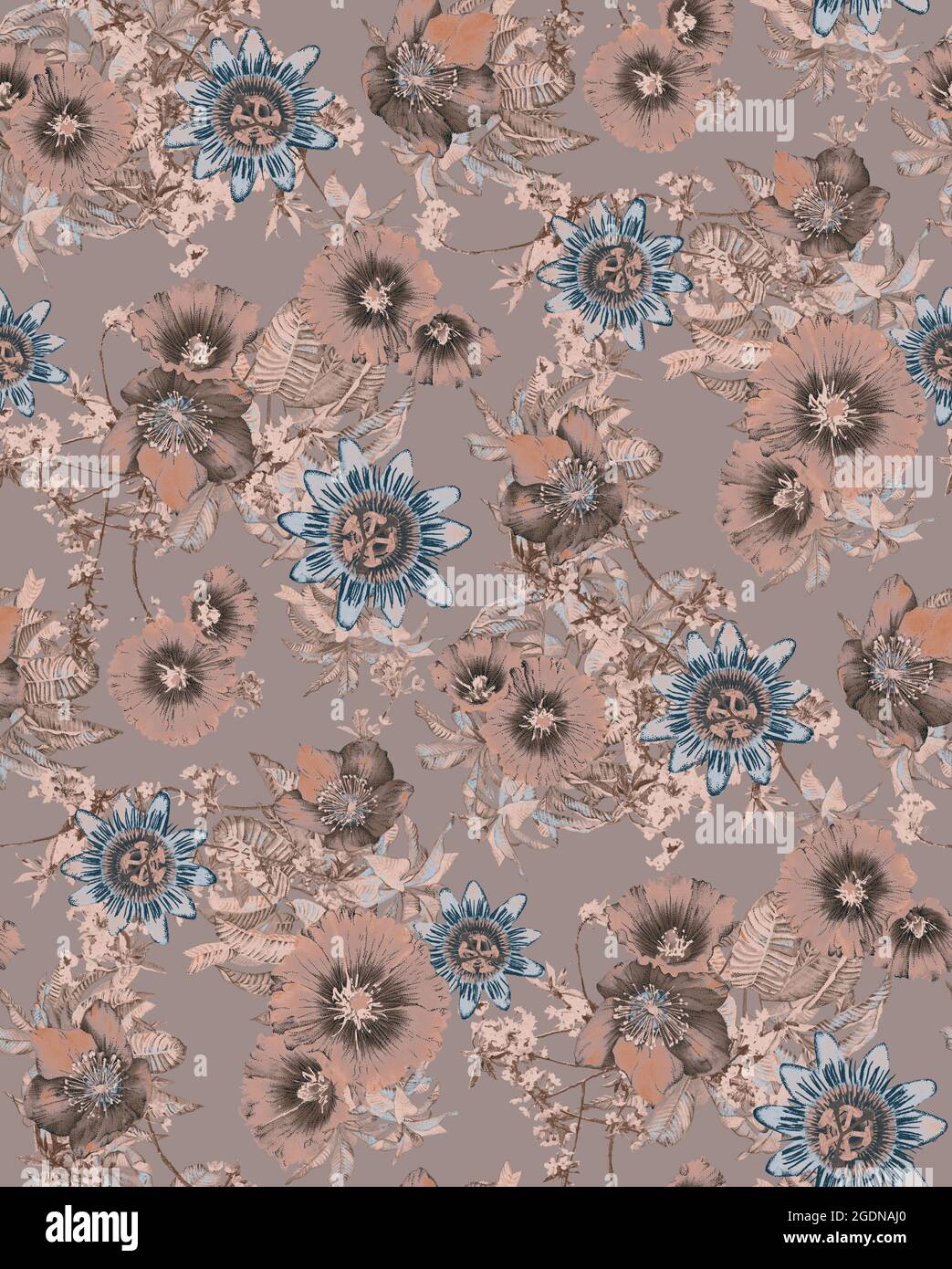 2d texture with colorful flowers on it Stock Photo - Alamy
