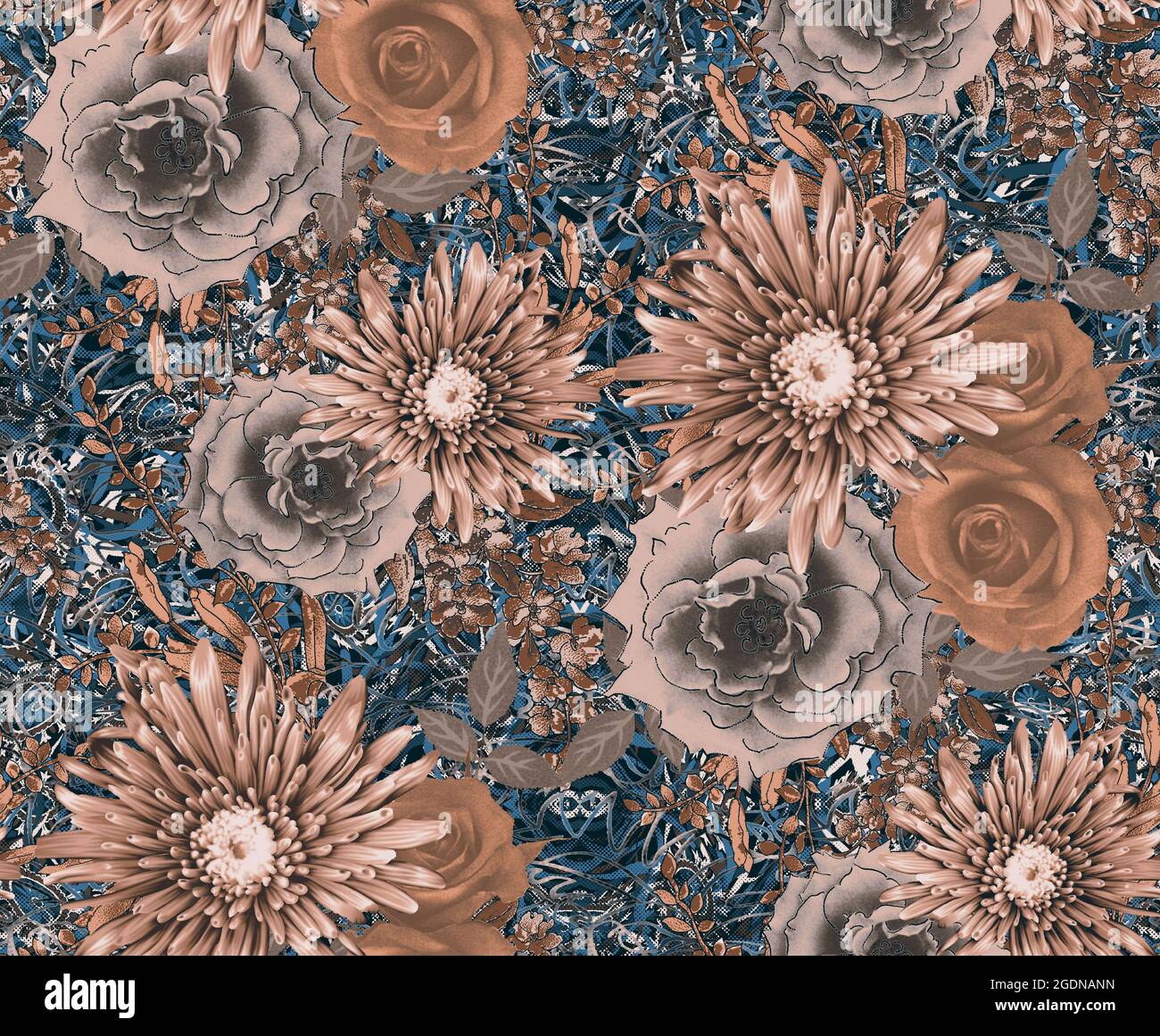 2d texture with colorful flowers on it Stock Photo - Alamy
