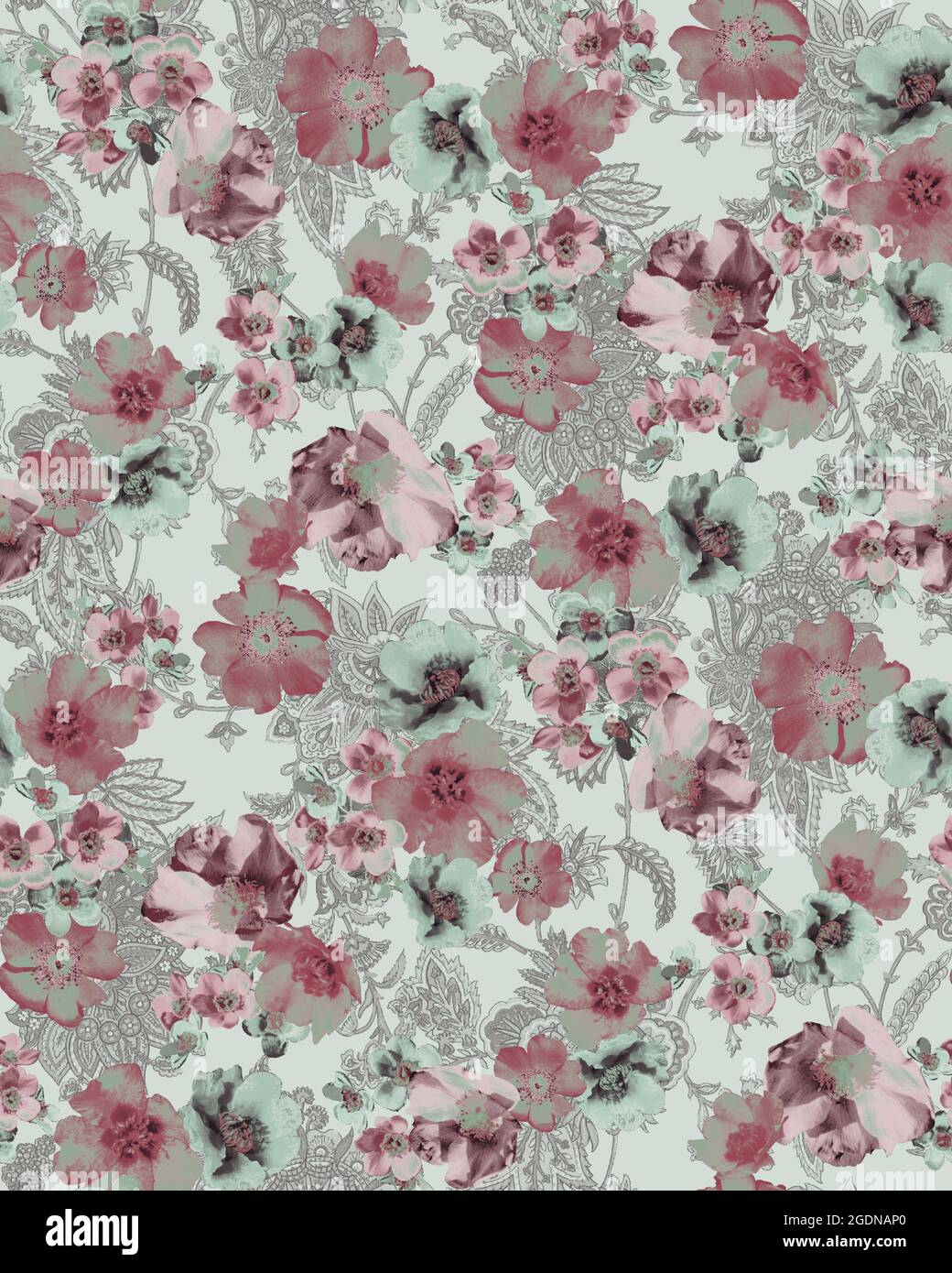 2d texture with colorful flowers on it Stock Photo - Alamy