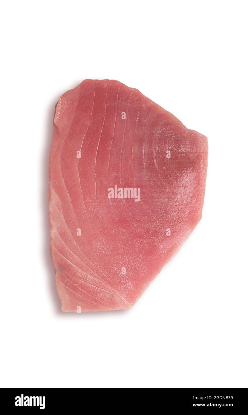 Raw tuna fillet isolated on white background, top view Stock Photo - Alamy