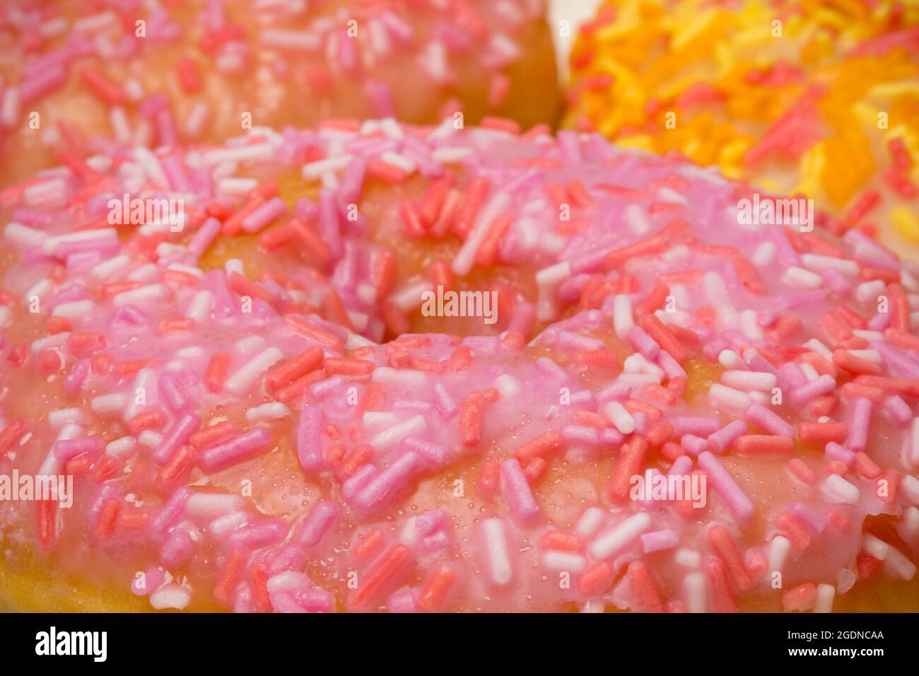 Iced Ring Donuts On A White Background Stock Photo - Alamy