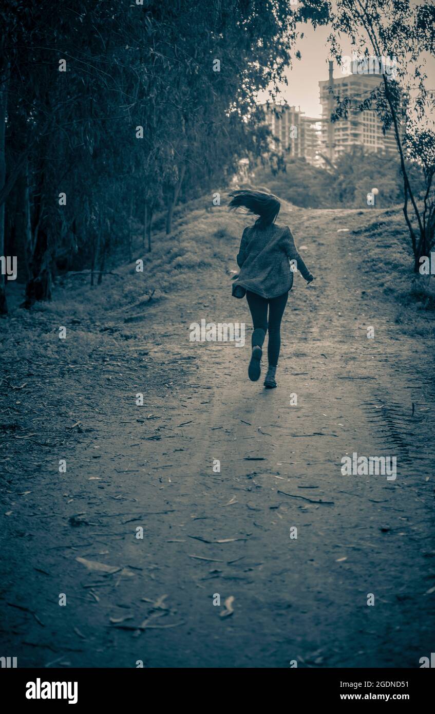 Scared Girl Running Away