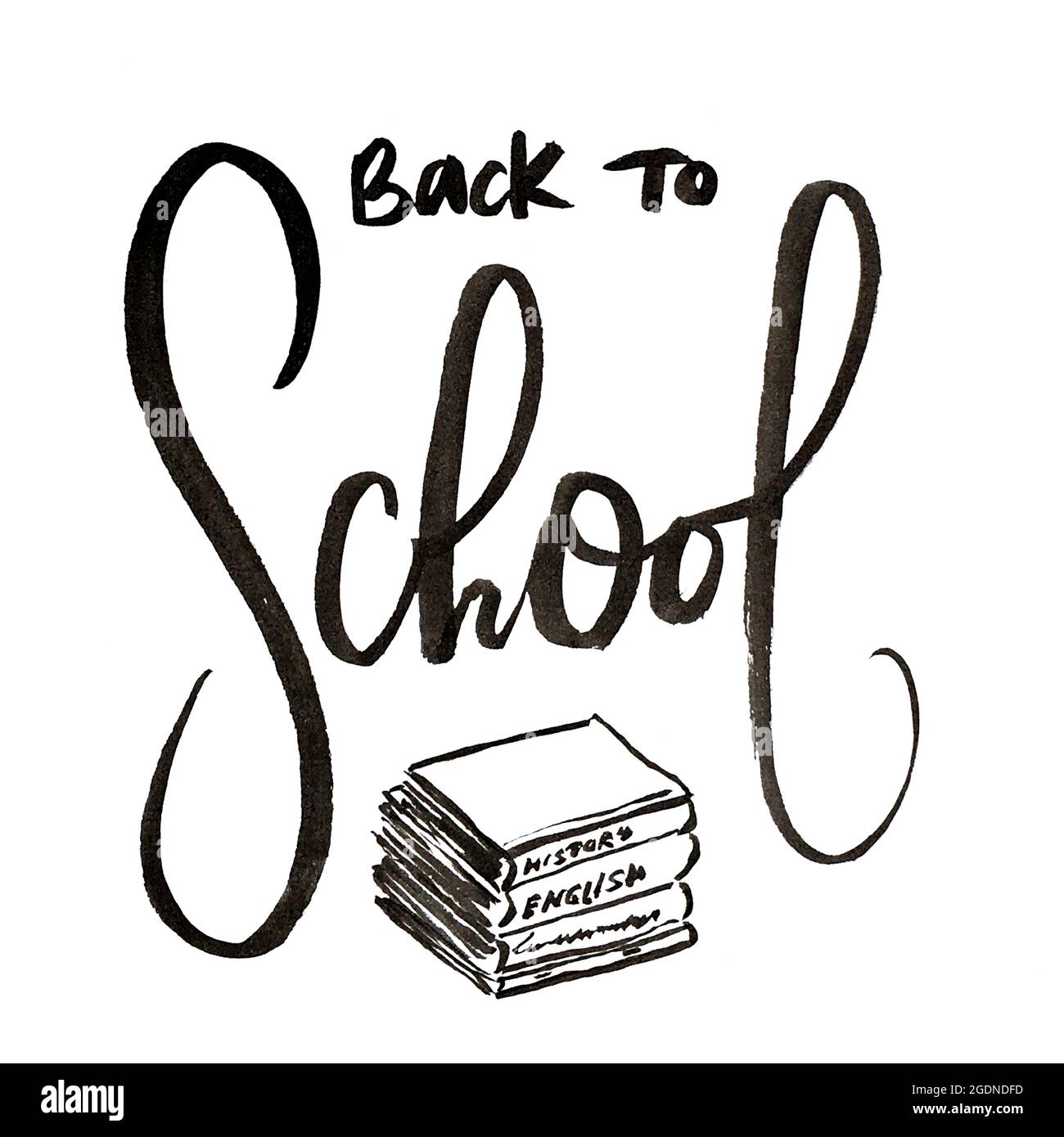 Brush pen raster calligraphy Back to School. Textured watercolour ...
