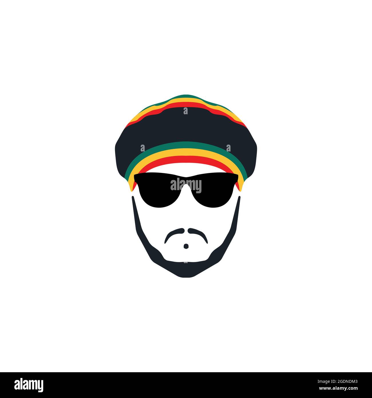 Rasta Cap with moustache and beard on white background. Jamaican Hat ...
