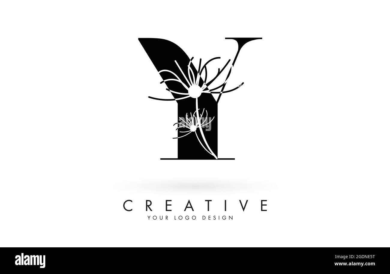 Y letter logo design with elegant and abstract flowers vector ...