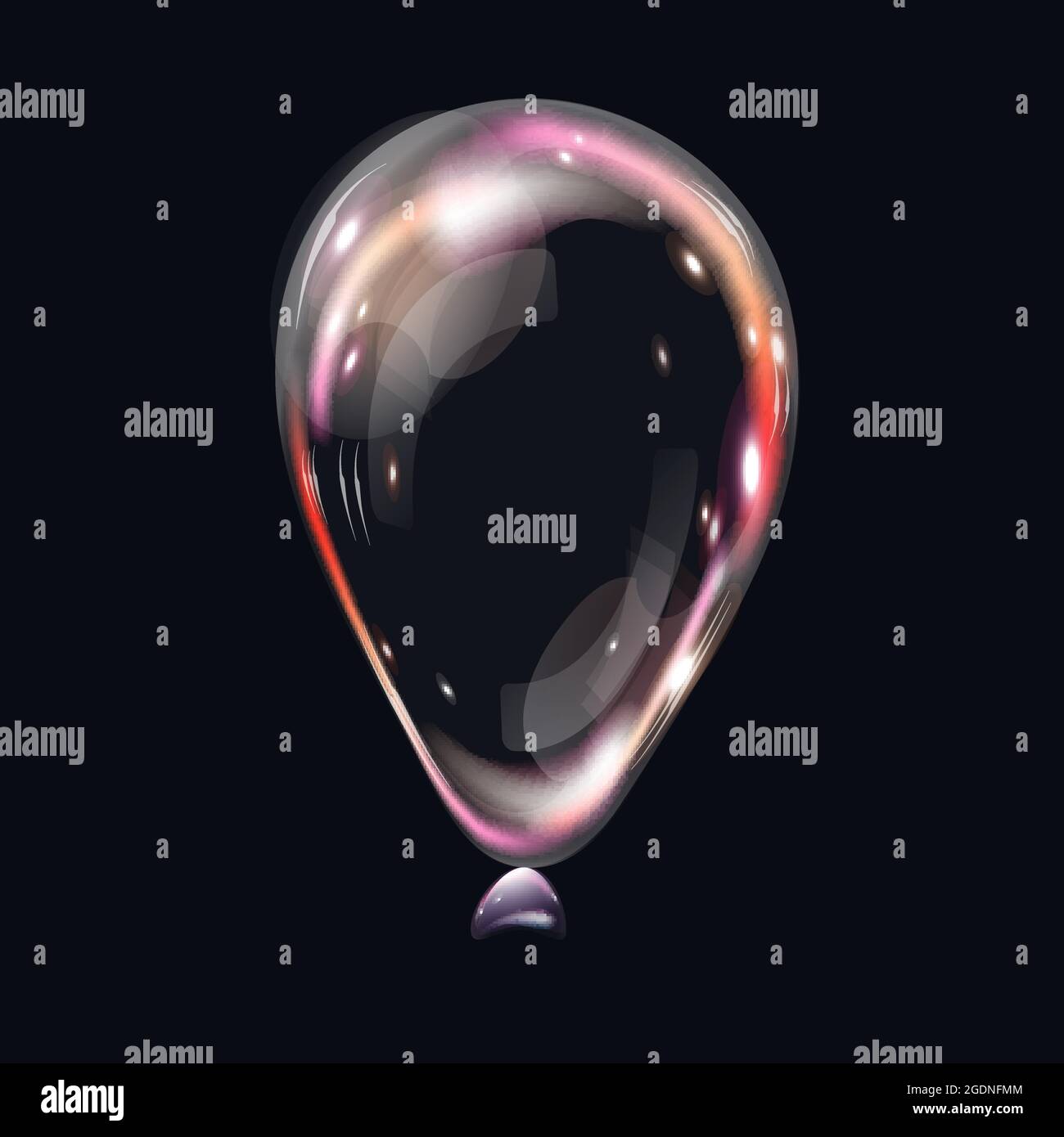 3d realistic air helium balloon with ribbon. Colorful transparent ...