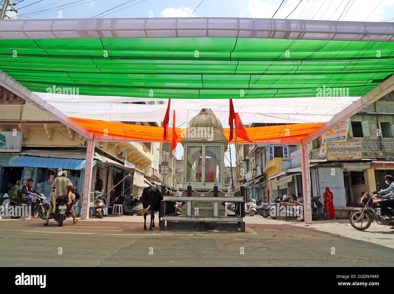 Beawar, Rajasthan, India, August 14, 2021: Bharat Mata circle decorated ...