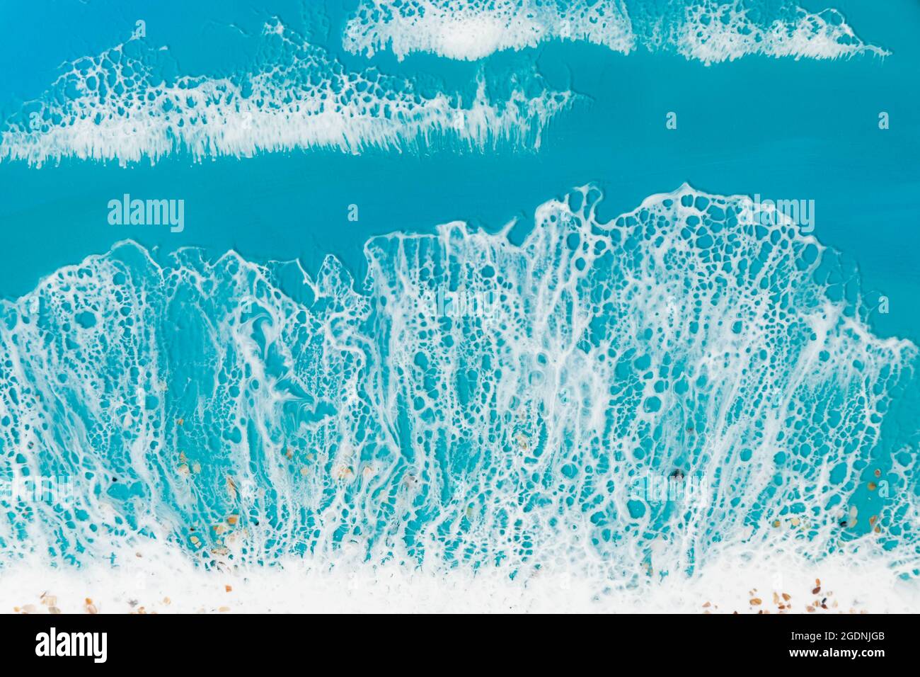 Resin art texture with ocean waves. Sea background made of epoxy art ...