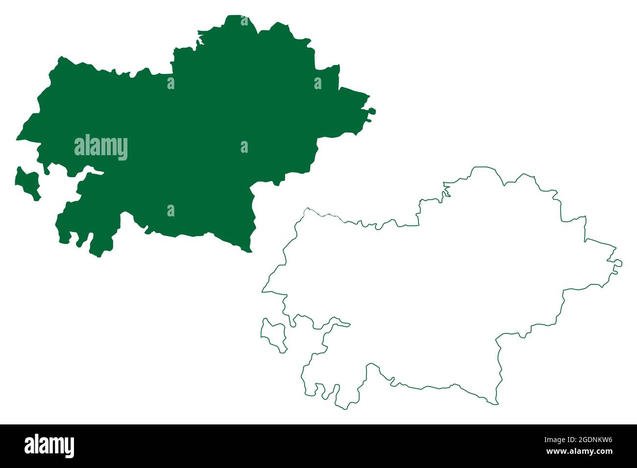 Mahoba district (Uttar Pradesh State, Republic of India) map vector ...
