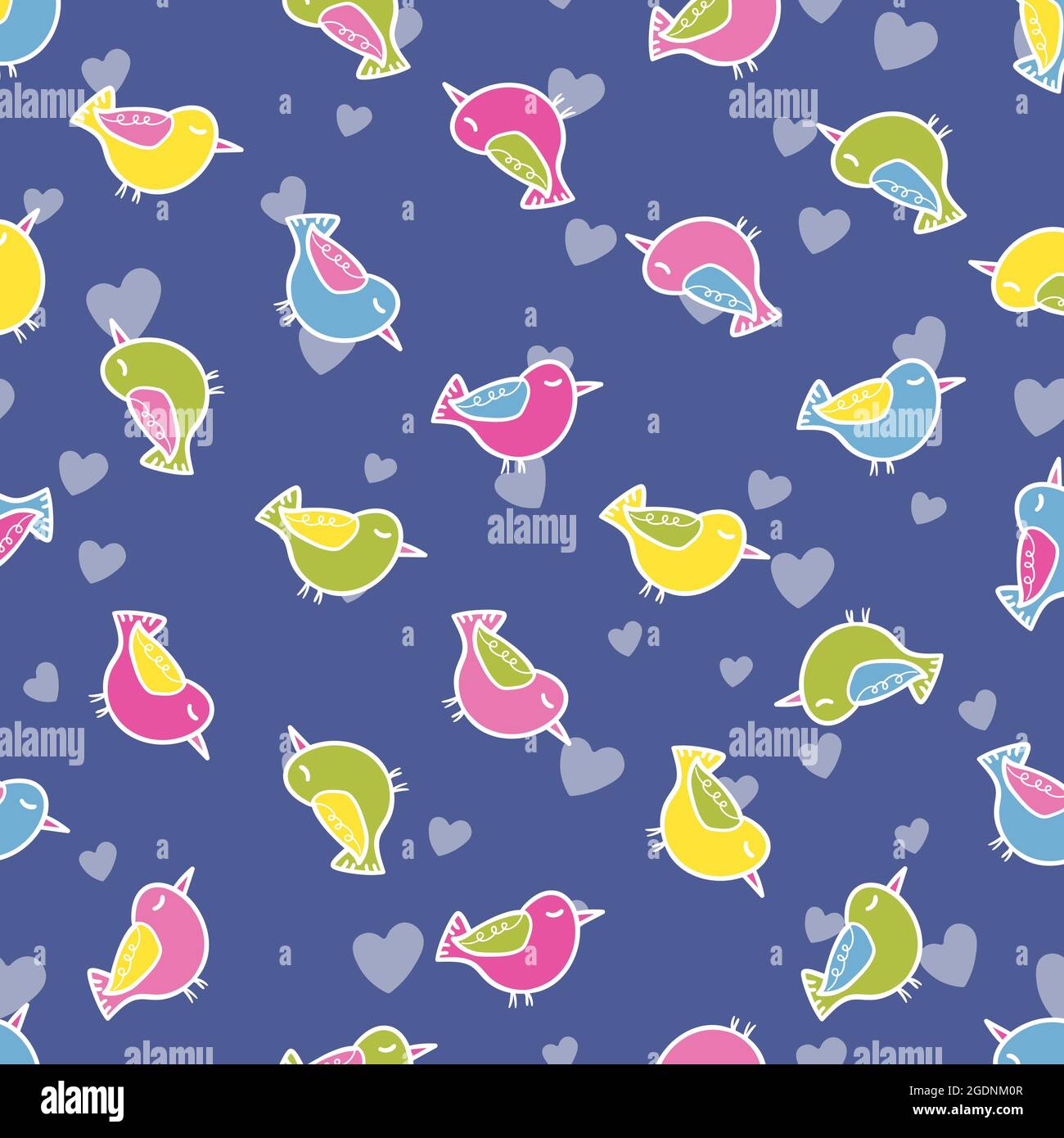 Seamless pattern with funny colorful birds. Color flat vector ...