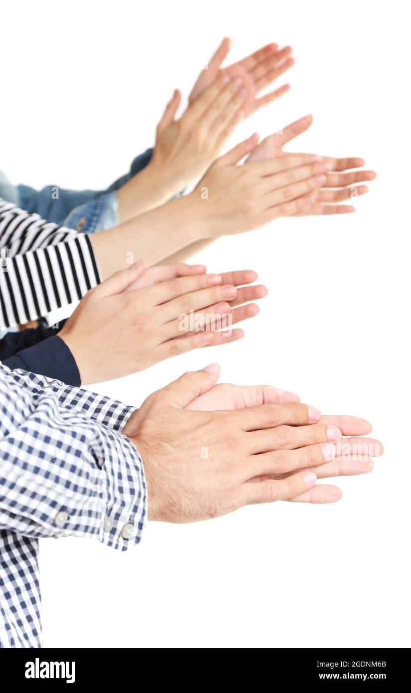 Clapping hands isolated on white Stock Photo - Alamy