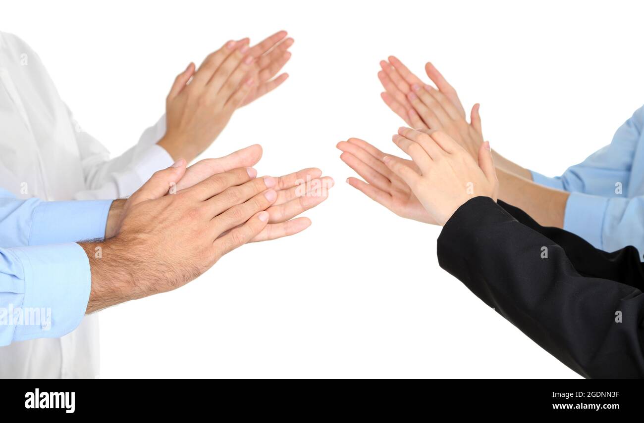 Clapping hands isolated on white Stock Photo - Alamy