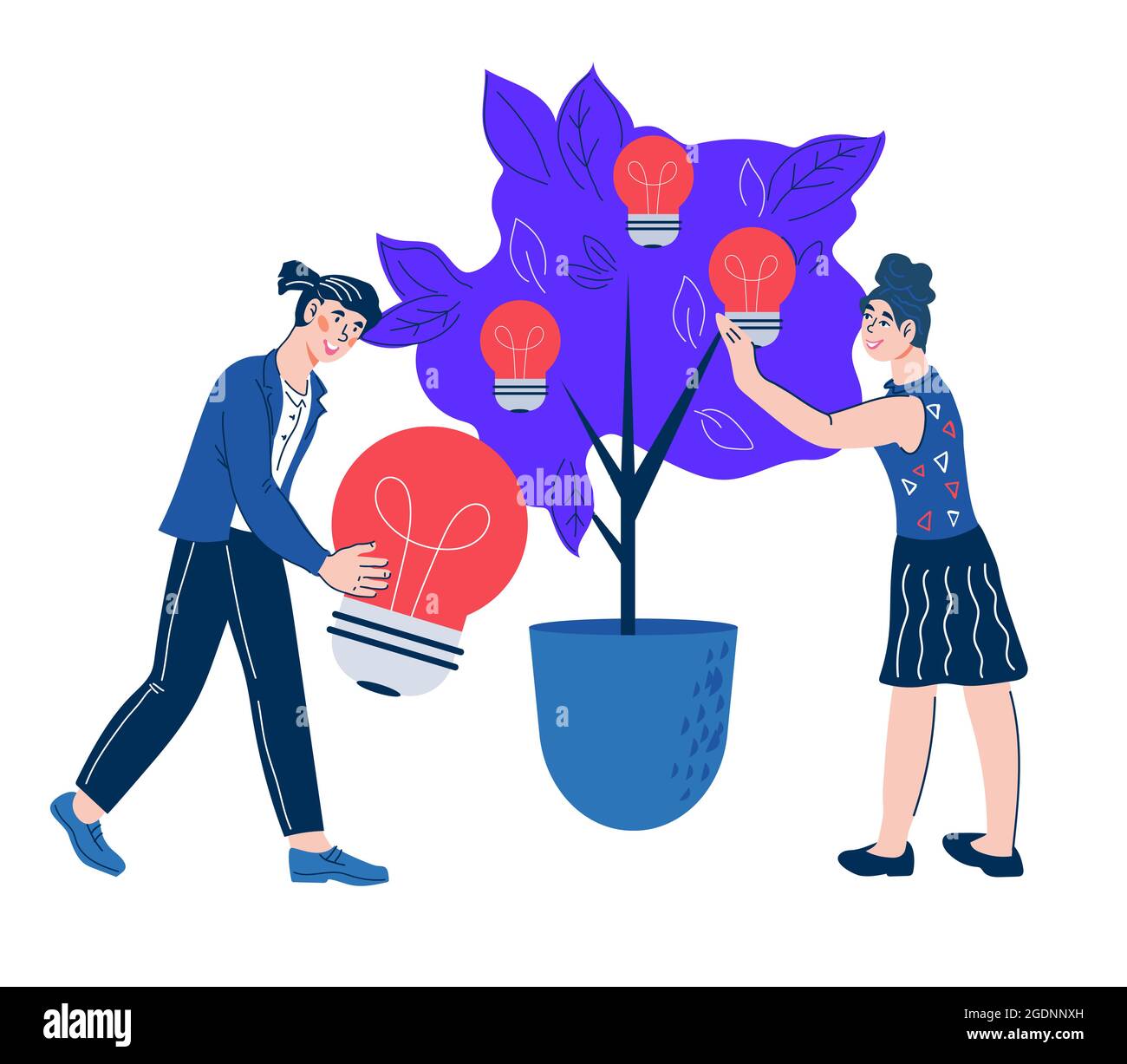 Creative business idea and great solution, cartoon flat vector ...