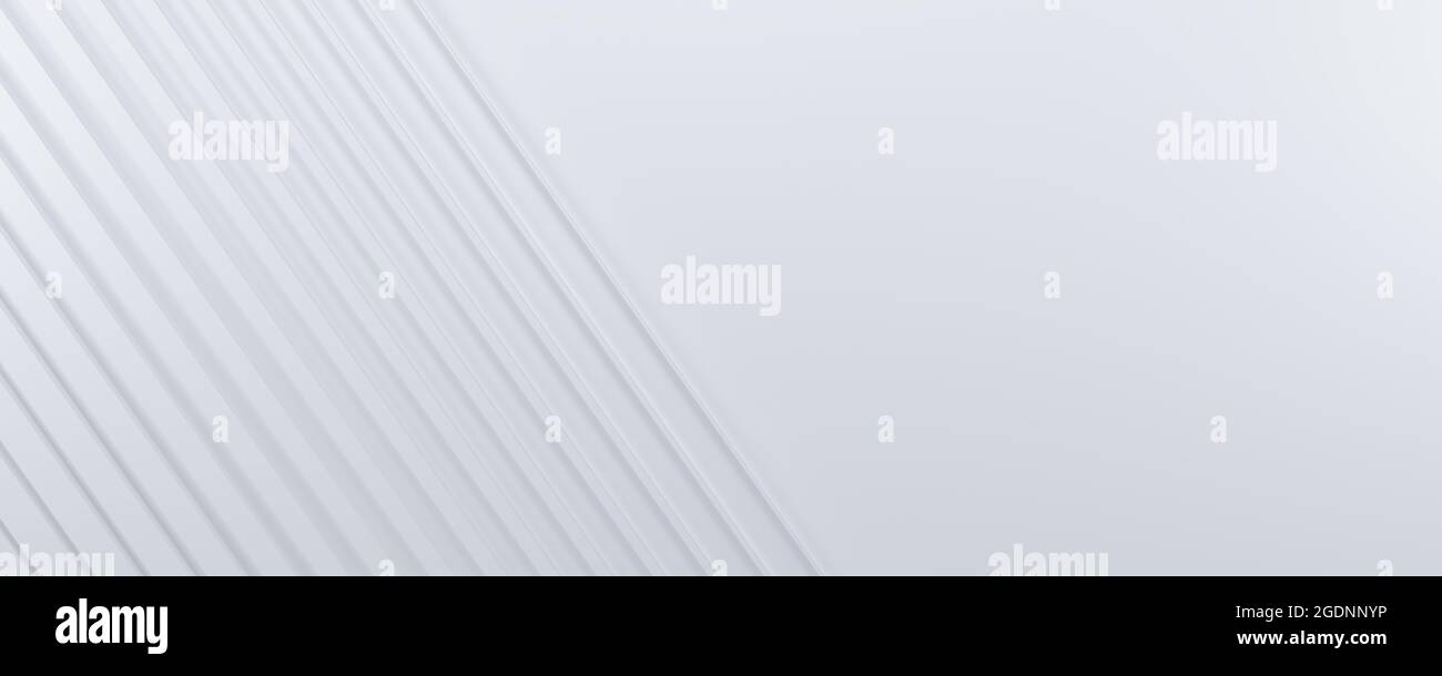 Simple white abstract background with slanted stripes at left. 3d ...