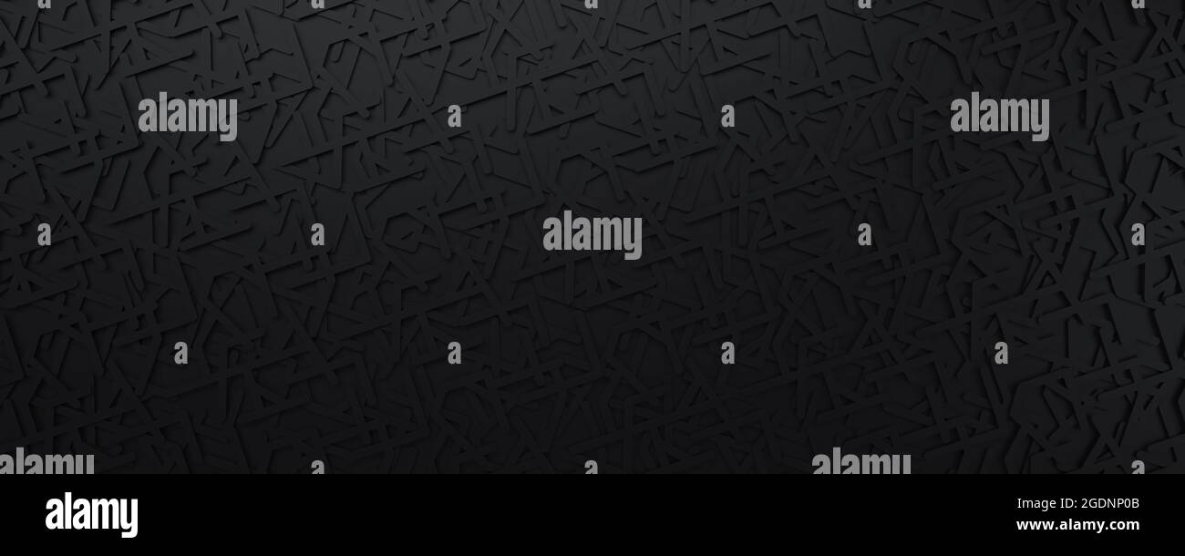 Simple black background. Geometric shapes and lines pattern. 3d ...