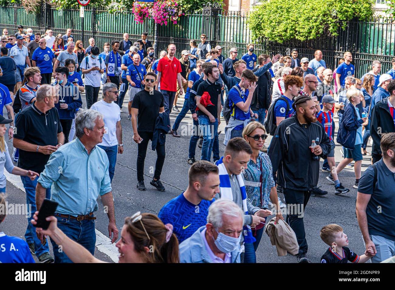 STAMFORD BRIDGE 14 August 2021. Football fans return on the opening day ...