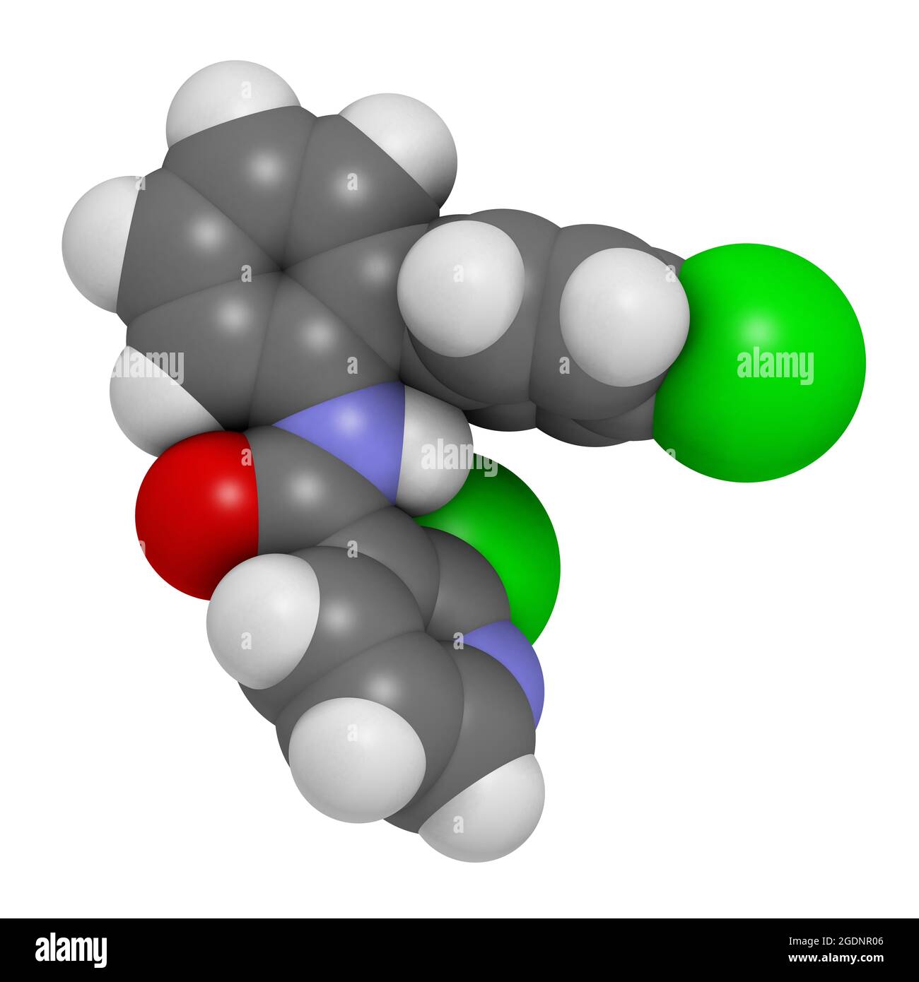 3D rendering of Boscalid fungicide molecule on a white background Stock ...
