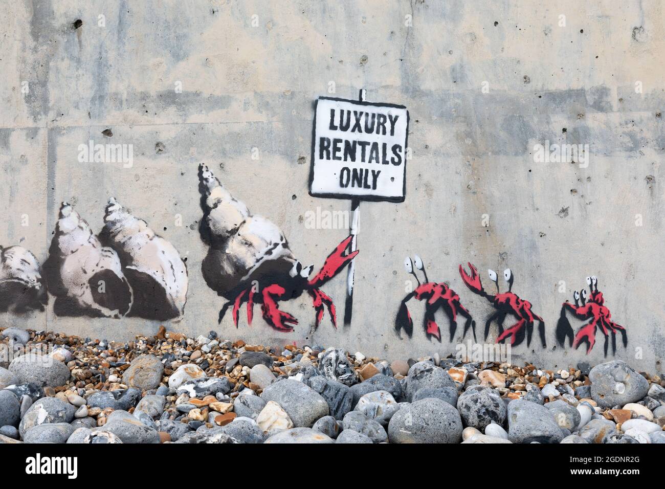Banksy - Luxury Rentals Only mural in Cromer, Norfolk. Painted as part ...