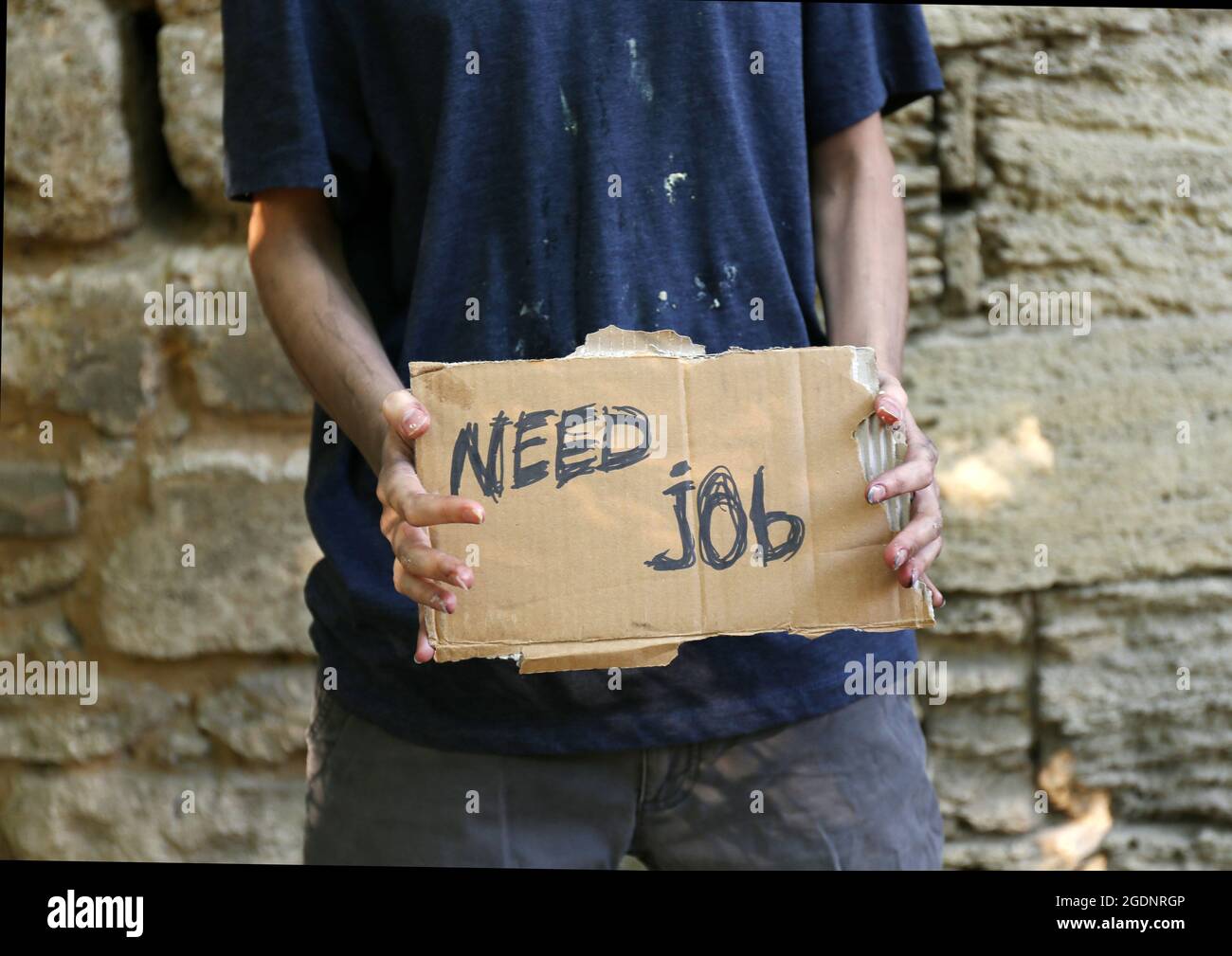 Homeless needs job Stock Photo - Alamy