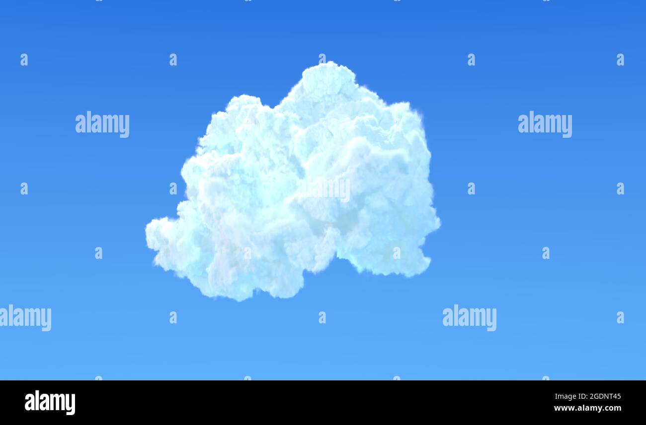 lone cloud on blue sky backdrop isolated, digital nature 3D ...
