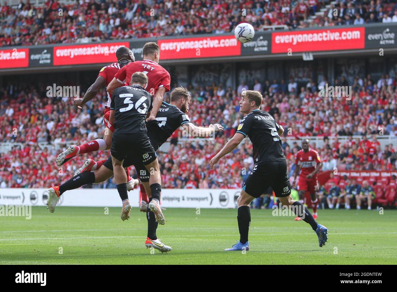 MIDDLESBROUGH, UK. AUGUST 14TH Dael Fry of Middlesbrough heads towards ...