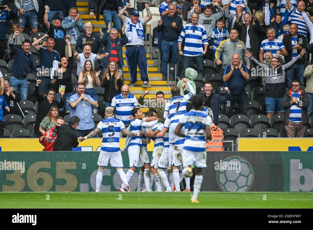 Lyndon Dykes #9 of Queens Park Rangers celebrates his goal to make it 0 ...