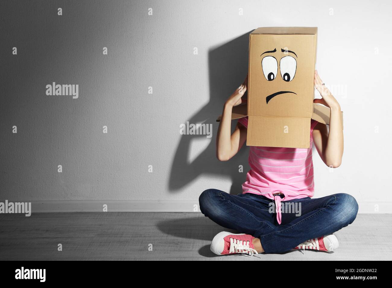 Woman blank sign sitting face mask hi-res stock photography and images ...