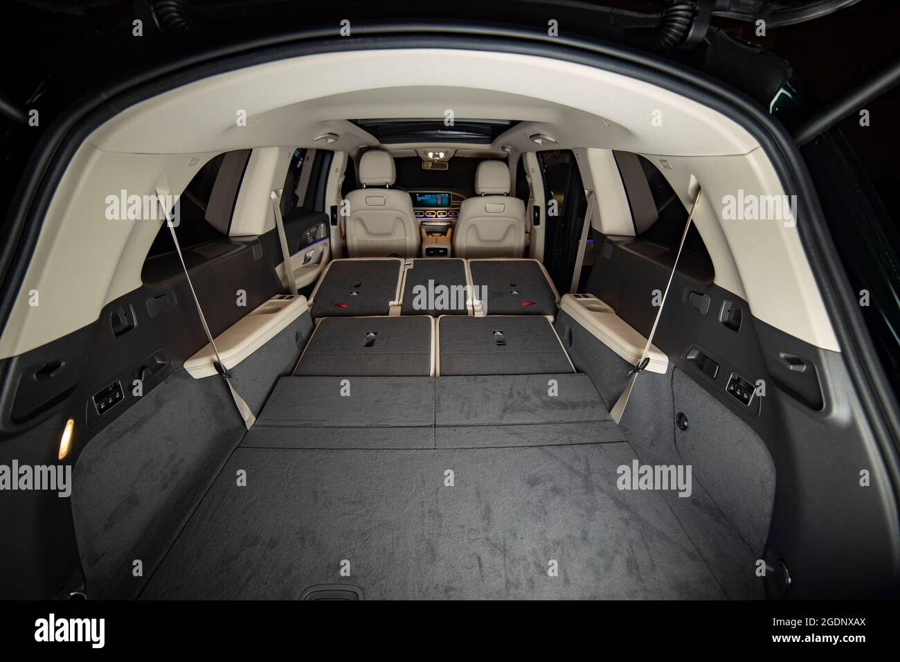 moscow, russia - december 24, 2019: rear row of seats folded in flat ...