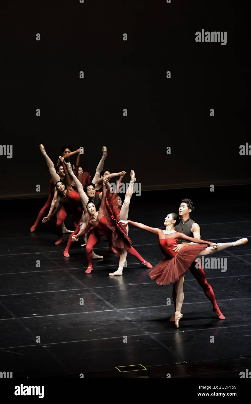 BUSAN, KOREA, SOUTH - Jun 26, 2019: A group of ballet dancers ...