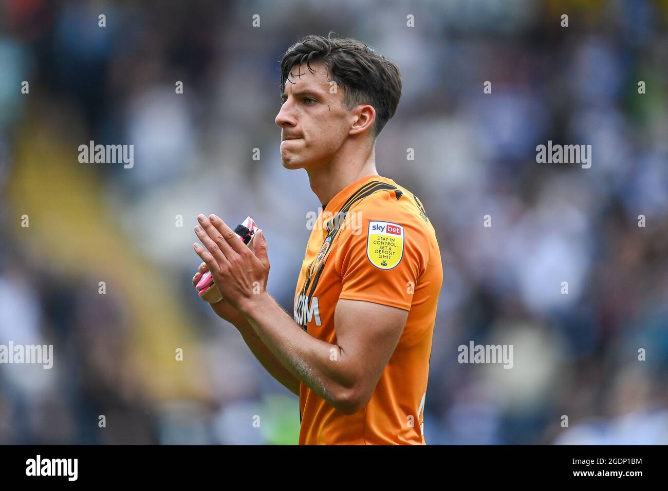 Alfie Jones #5 of Hull City applauds the fans at the end of the game in ...