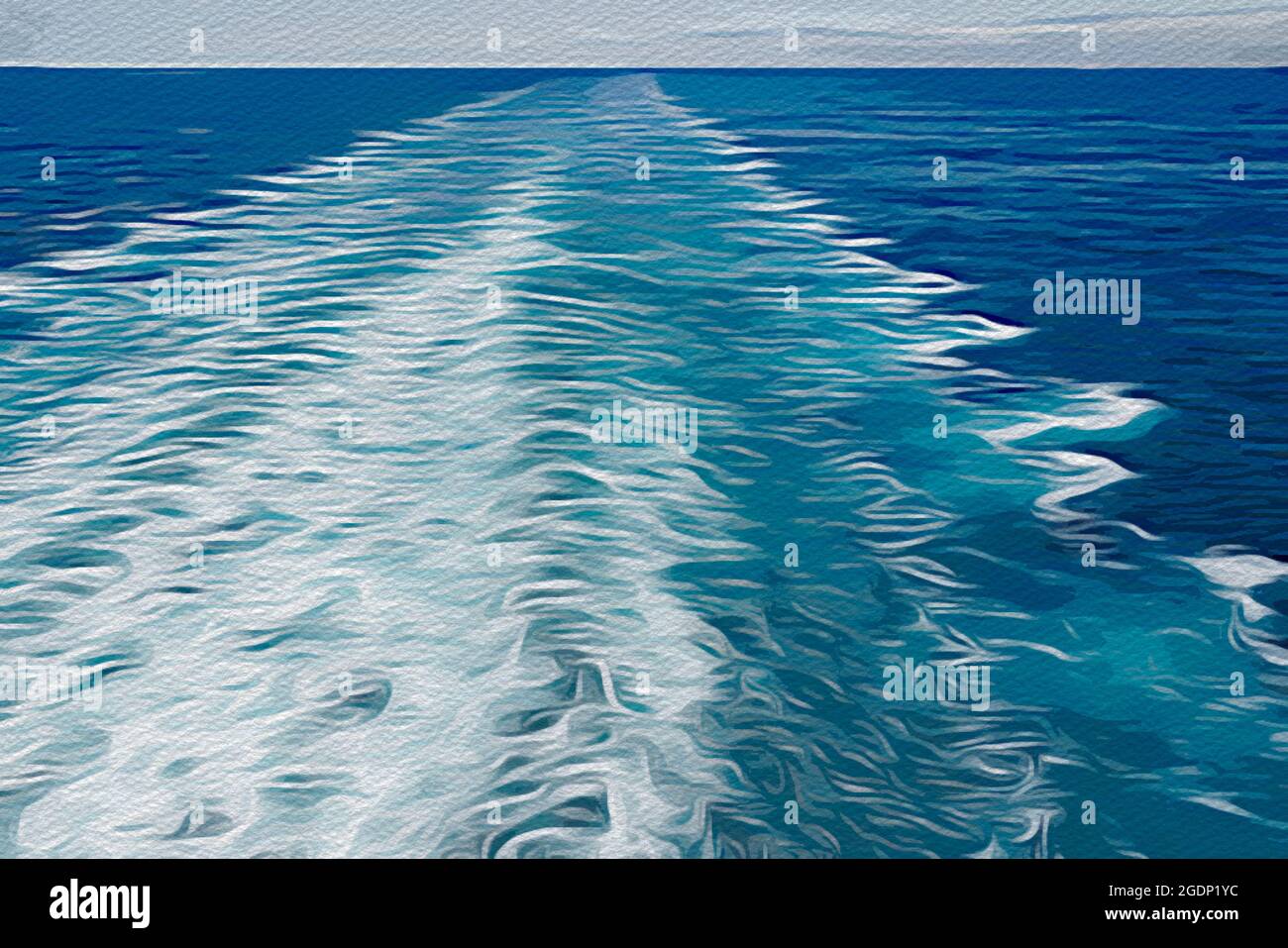The churning blue water of a cruise ship wake on the Atlantic Ocean ...