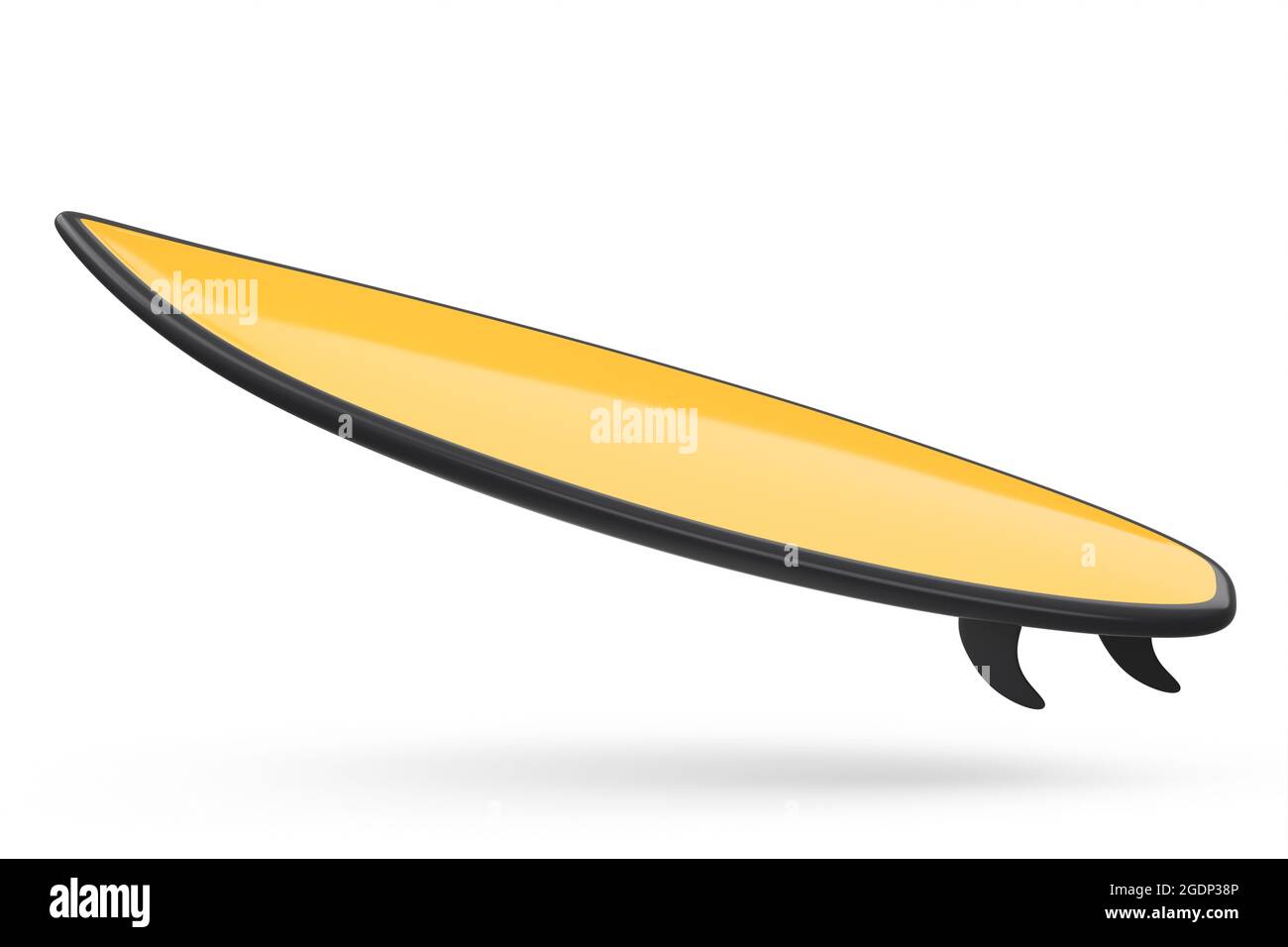 Realistic orange surfboard isolated on white background. 3d render of ...