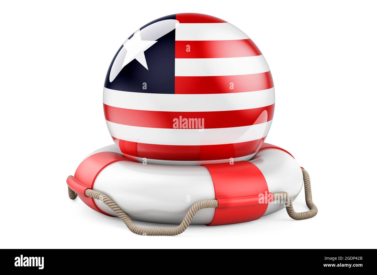 Lifebelt with Liberian flag. Safe, help and protect of Liberia concept ...