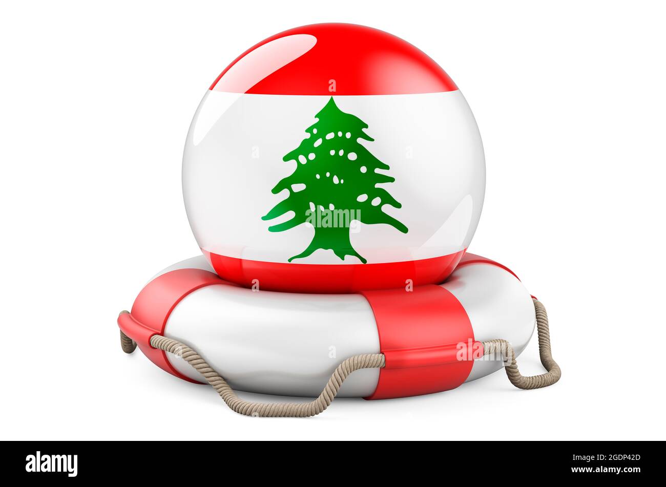 Lifebelt with Lebanese flag. Safe, help and protect of Lebanon concept ...
