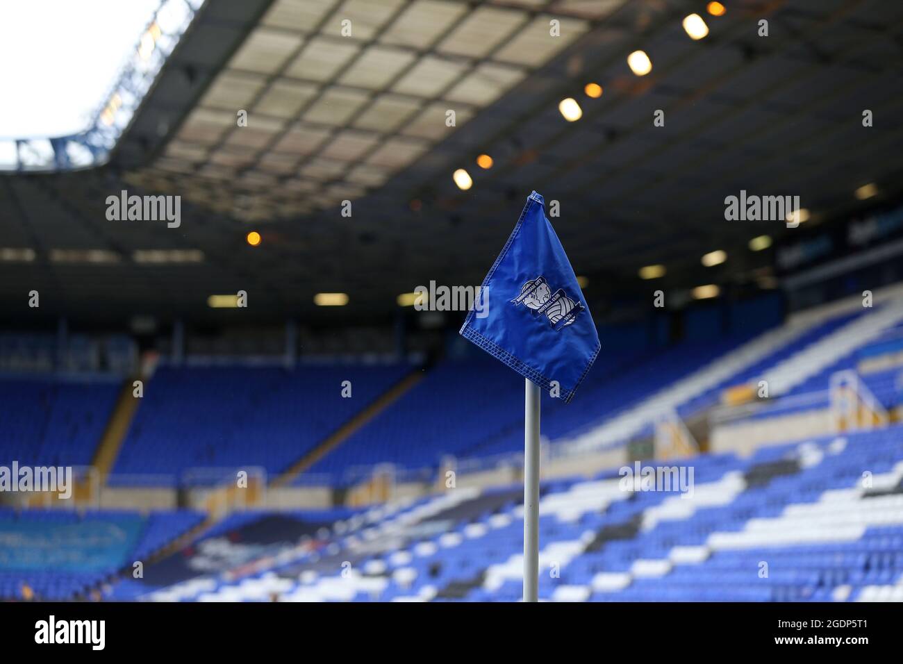 The Birmingham City corner flag in front of the empty stand that was ...