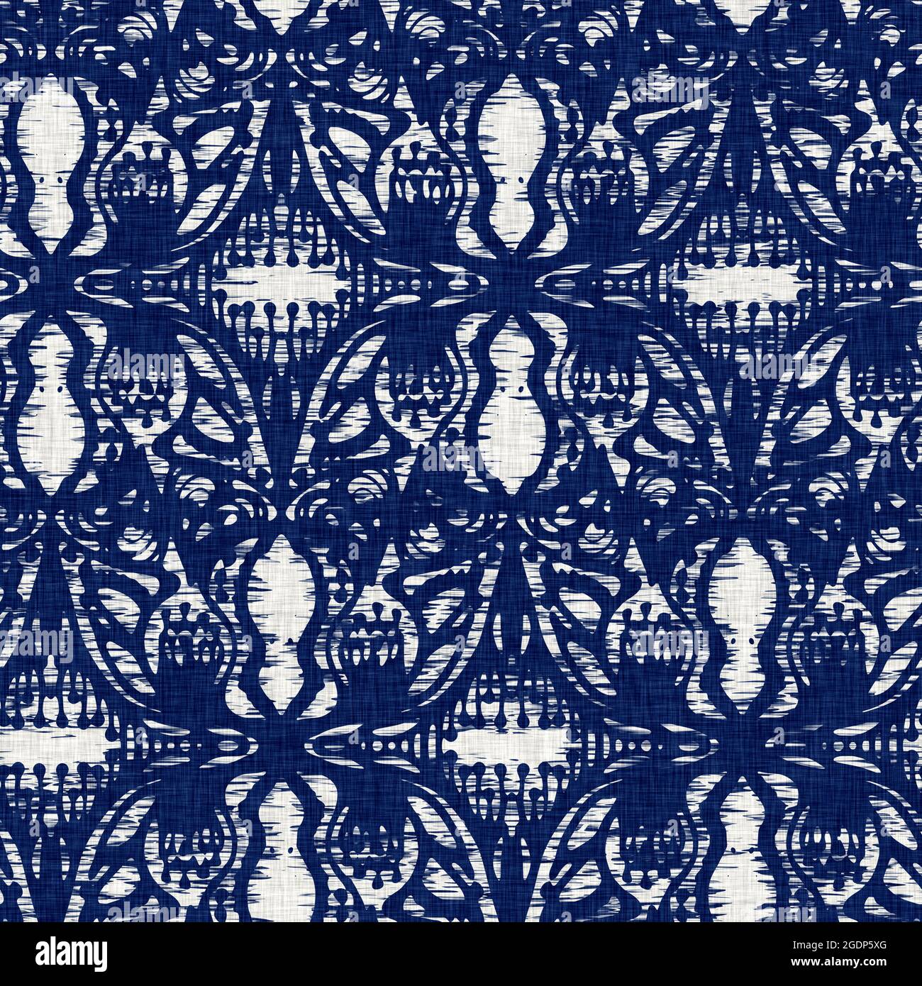 Indigo dyed fabric flower pattern texture. Seamless textile fashion ...
