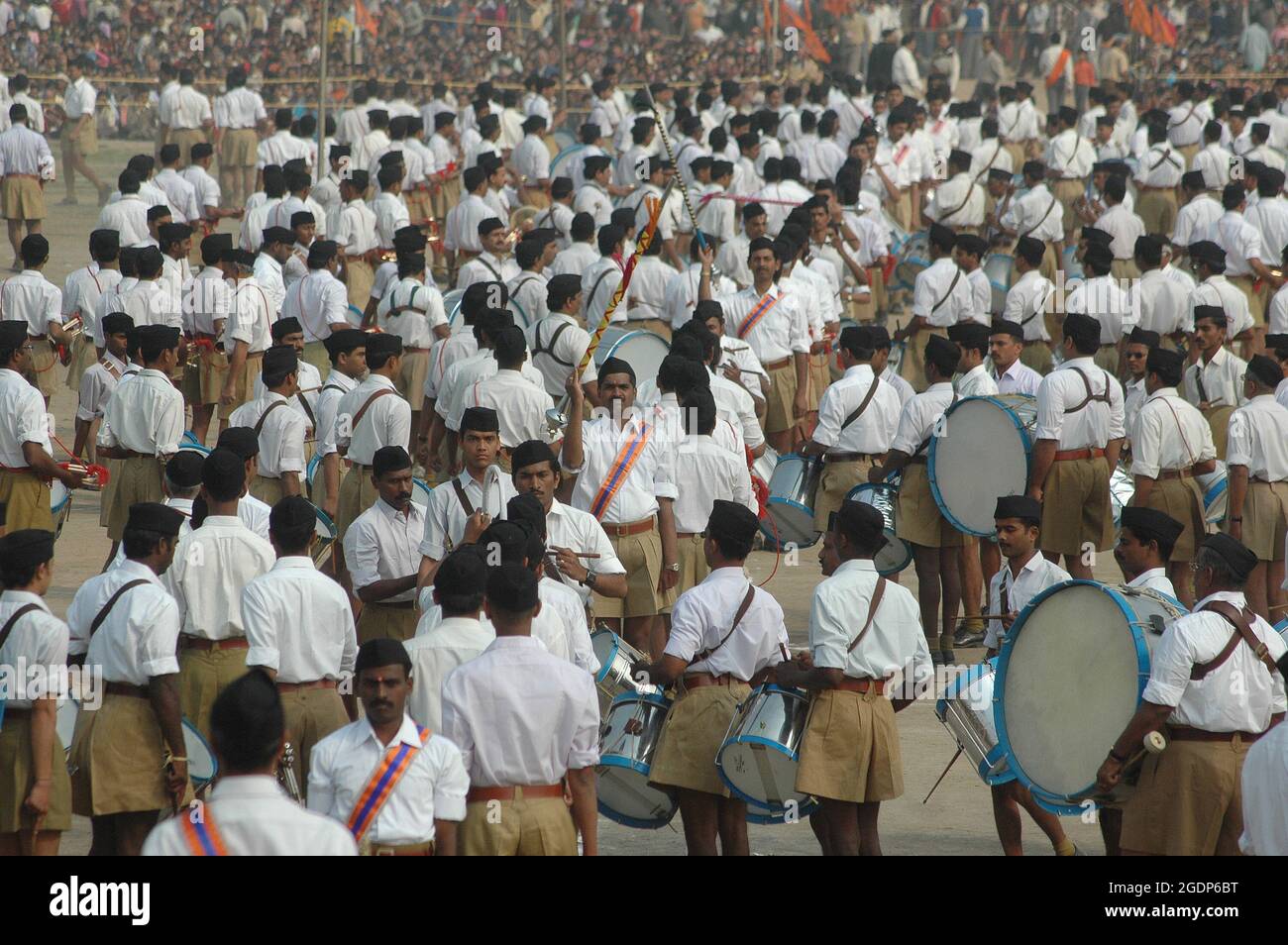 Activists of Rashtriya Swayamsevak Sangh (RSS), perform during a drill ...