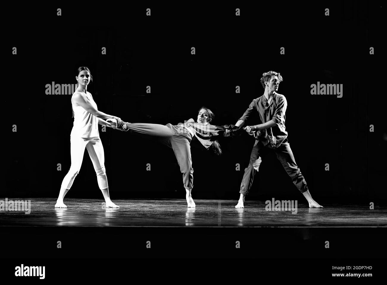 BUSAN, KOREA, SOUTH - Jun 26, 2019: A grayscale shot of a trio of ...