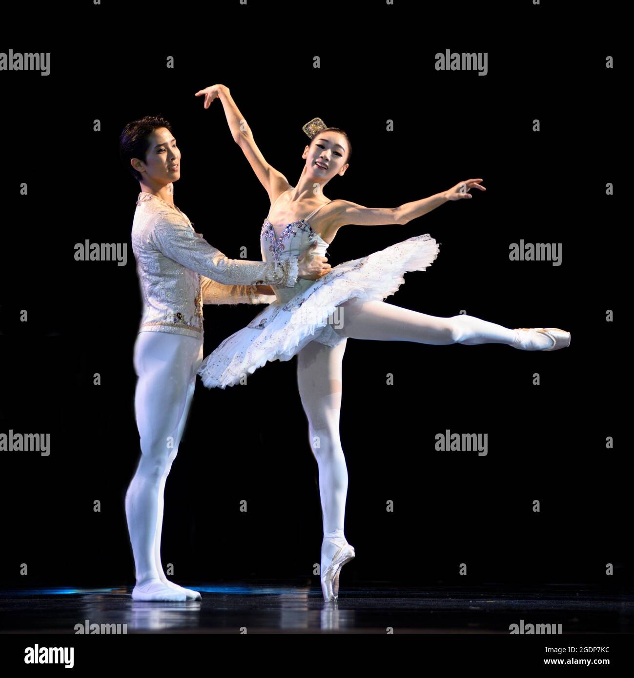 BUSAN, KOREA, SOUTH - Jun 26, 2019: A duet of ballet dancers performing ...