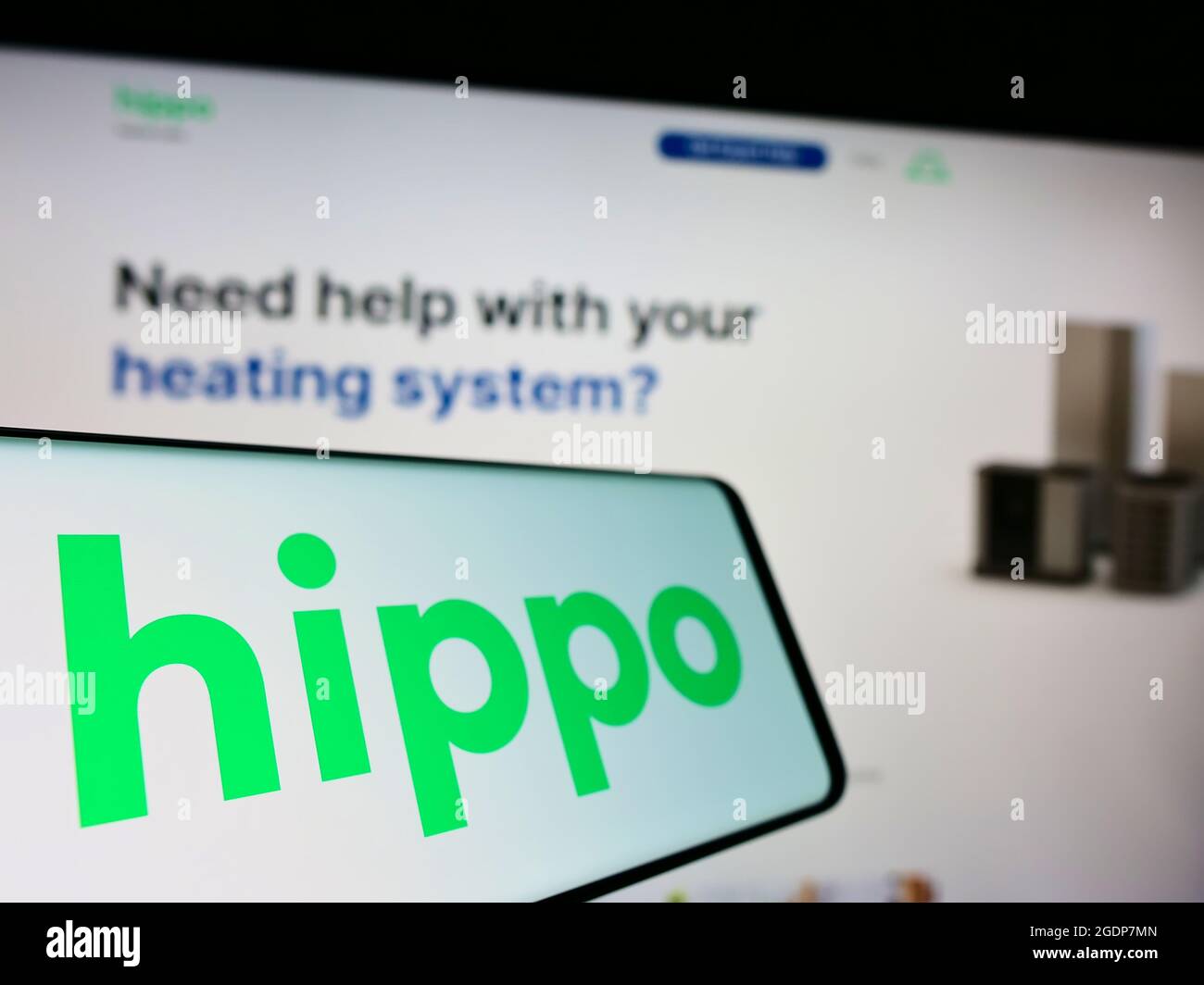 Mobile phone with logo of American insurance company Hippo Holdings Inc ...