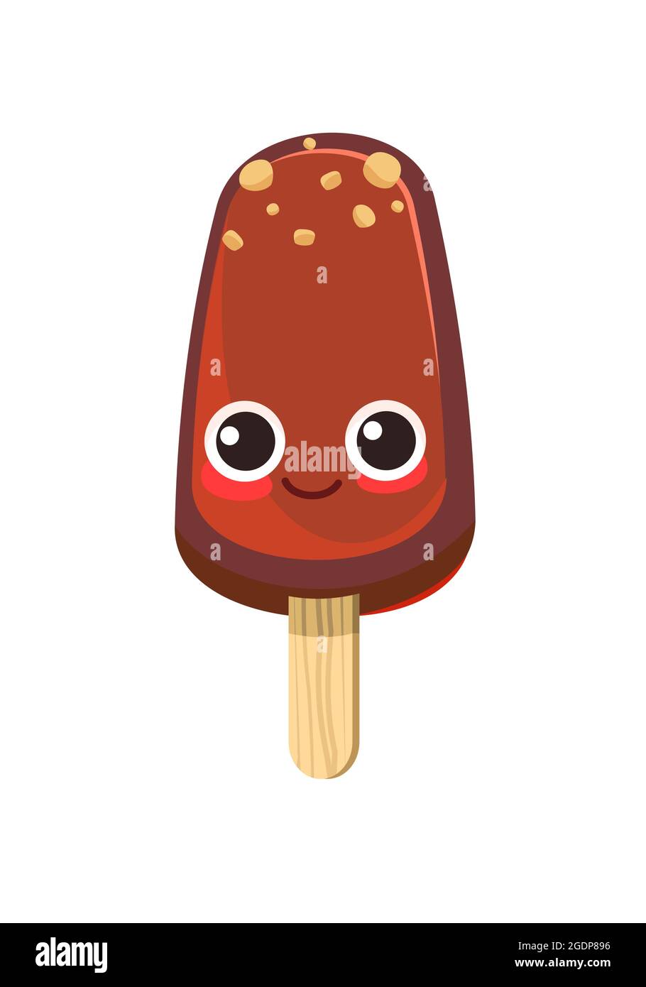 Chocolate ice cream. Summer food sweet dessert. Flat design. Popsicle ...