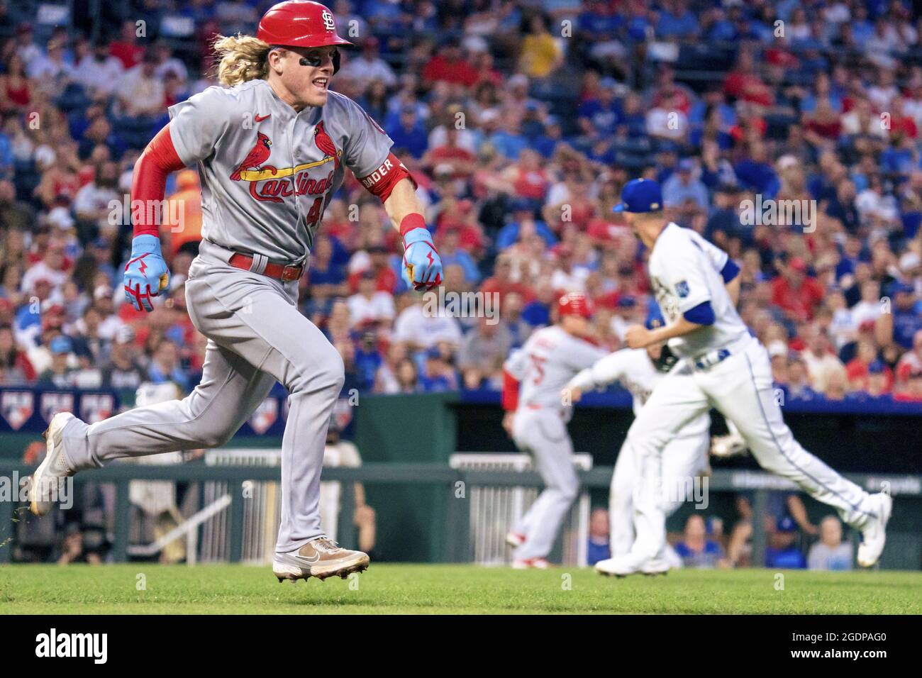 Kansas City, United States. 13th Aug, 2021. St. Louis Cardinals center ...