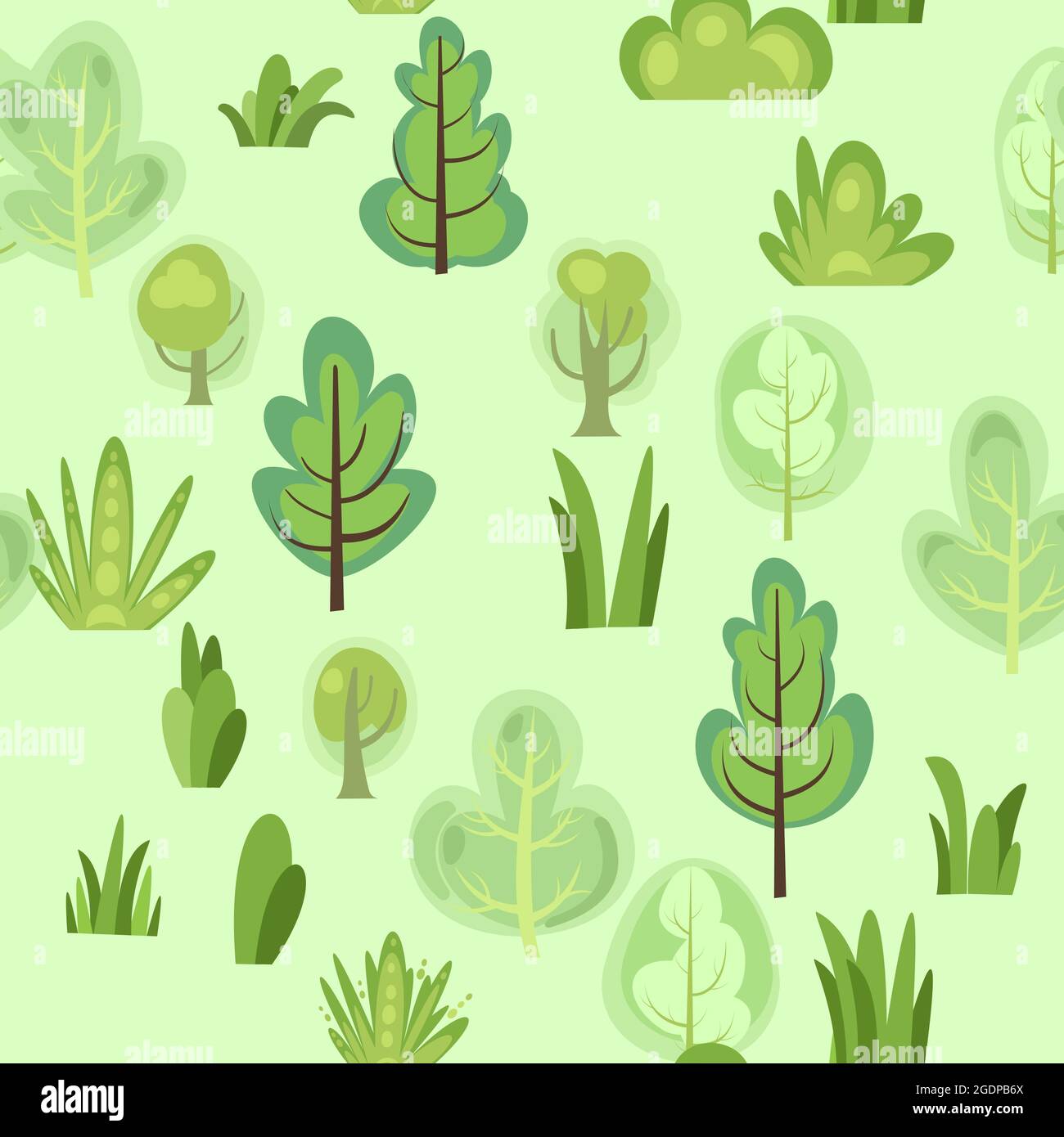 Flat forest. Seamless pattern. Illustration in a simple symbolic style ...